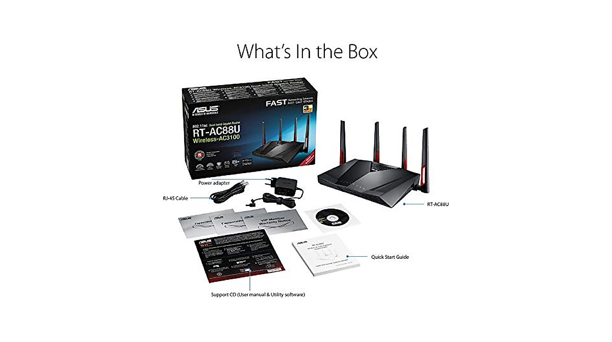 ASUS AC3100 RT-AC88U Gaming Router | Fast WiFi, Security, Ports