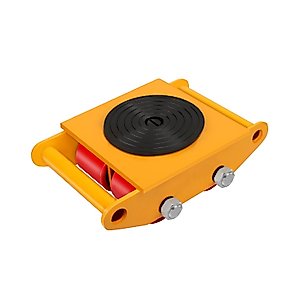 FAHKNS Machinery Moving Skate Heavy Duty Machinery Skates Cargo Mover 6T Machine Skates with 360° Rotation Cap 4 PU Rollers for Heavy Duty Industrial Moving Equipment(Yellow)