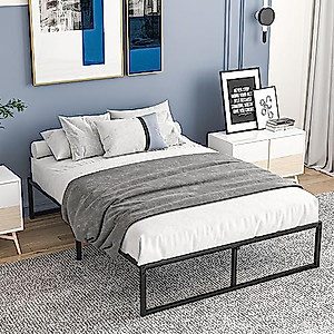 VECELO 14" Metal Platform Bed Frame/Mattress Foundation/No Box Spring Needed/Steel Slat Support (Full Size)