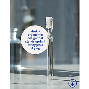 Supersmile New Generation Toothbrush w/ Patented 45° Soft Nylon Bristles - Whitening Tooth Brush w/ Ergonomic Handle Guarantees ADA Recommended Brushing Angle for Adults & Children (Clear)