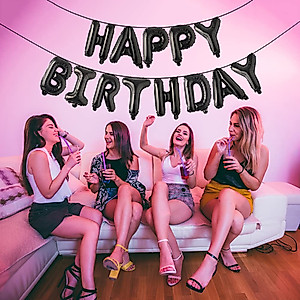 UniStylar Personalized Name Happy Birthday Banner, Happy Birthday Balloon Letters Balloons 2 Sets A-Z 16 Inch Reusable Mylar Foil Birthday Party Decorations for Women Men Kids (Blue)