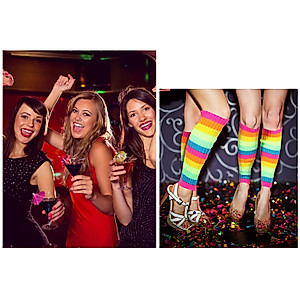 SATINIOR 80's Women Knit Leg Warmers Crochet Ribbed Leg Socks for Party Accessories (Multicolor)