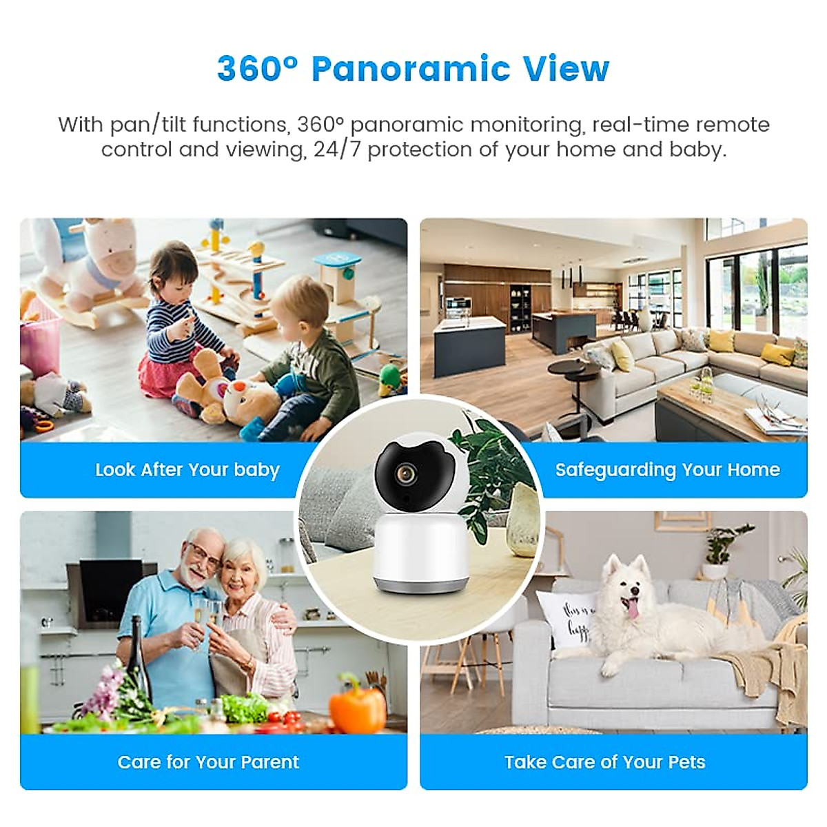 Baby Monitor Camera, 3MP Indoor Wireless Security Camera for Home, WiFi Pet Camera for Dog and Cat, 2 Way Audio, Night Vision, Humanoid Detection Alarm, Tuya Baby Monitor Camera, (PG-Q5E)