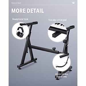 Donner Keyboard Stand, Z-style Heavy-Duty Piano Stand, Adjustable and Portable Piano Keyboard Stand, Suitable for 54, 61 and 88 Keys Electric Keyboards Digital Pianos