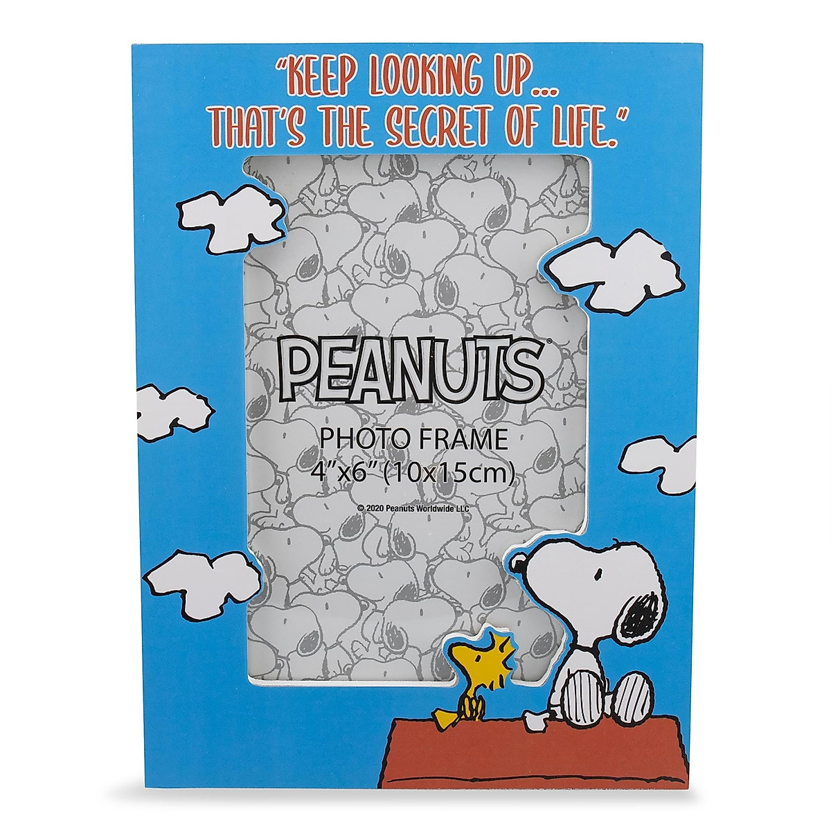 Silver Buffalo Peanuts Snoopy Woodstock Keep Looking Up Photo Picture Frame, Blue, 4 x 6 Inches