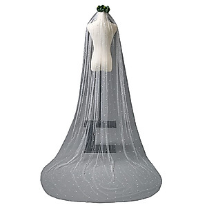 azaleas Wedding Bridal Veil with Comb 1 Tier Cut Edge Fingertip&Cathedral Length Pearl(V05)