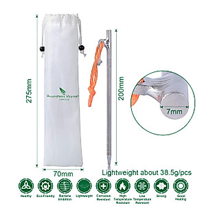 iBasingo 6 pcs Titanium Alloy Tent Pegs Outdoor Camping Awning Tent Stakes Lightweight Tent Nail Ti4012P-20CM