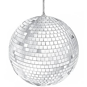 Mirror Disco Ball With Attached String For Hanging Ring, Reflects Light, Party Favor, 5" (Single)