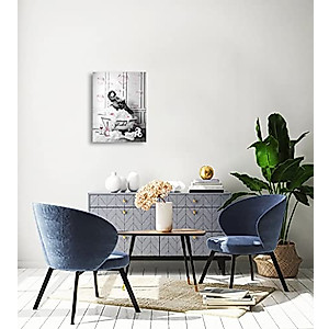 familypers Bathroom Canvas Wall Art Funny Pictures Elephant In Bathtub With Pink Bubbles Wall Decor Grey Background Print For Home Decorations Bathroom Wall Decor Ready To Hang 12x16 Inch