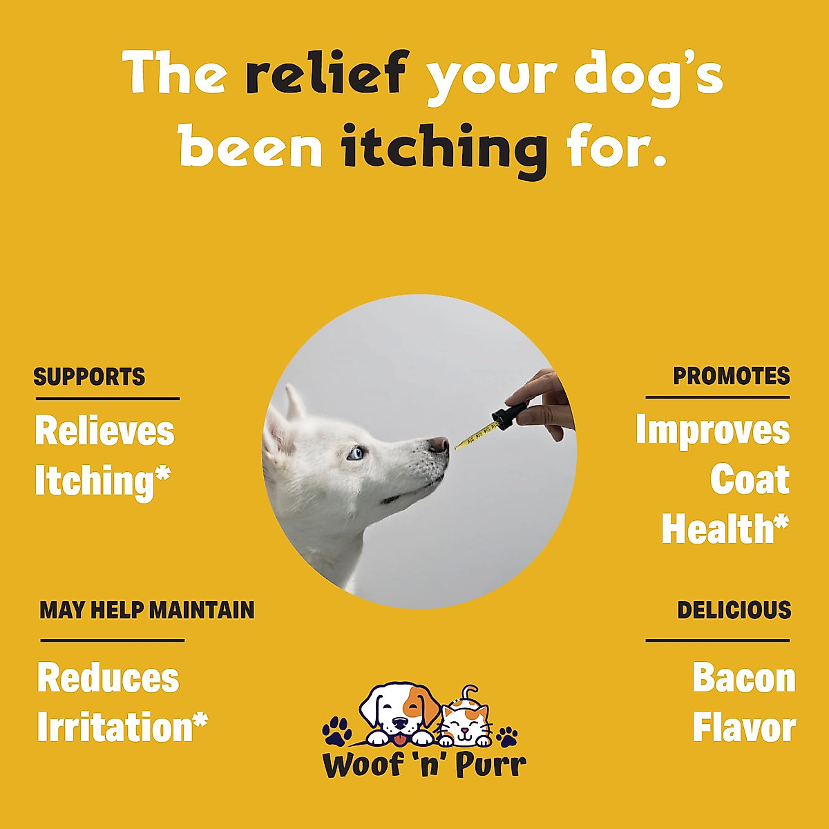 Natural Itch Relief for Dogs - Dog Itch Relief - Helps to Naturally Reduce Itching, Scratching, & More - Allergy Relief for Dogs Itching - Dog Itching Skin Relief - 1 fl oz - Bacon Flavor