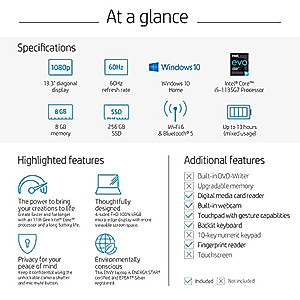 HP Envy 13 2021 Flagship Business Laptop 13.3" FHD IPS 100% sRGB Display 11th Gen Intel Quad-Core i5-1135G7 (Beats i7-1065G7) 8GB RAM 256GB SSD Backlit KB Fingerprint Win10 Silver + HDMI Cable