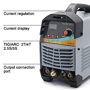 HUGEWELD Tig Welder TIG-200,HF TIG/Stick/Arc 2 in 1 TIG Welders,200 Amp 220V TIG Welding Machine,IGBT Inverter Portable Digital Display for Beginner