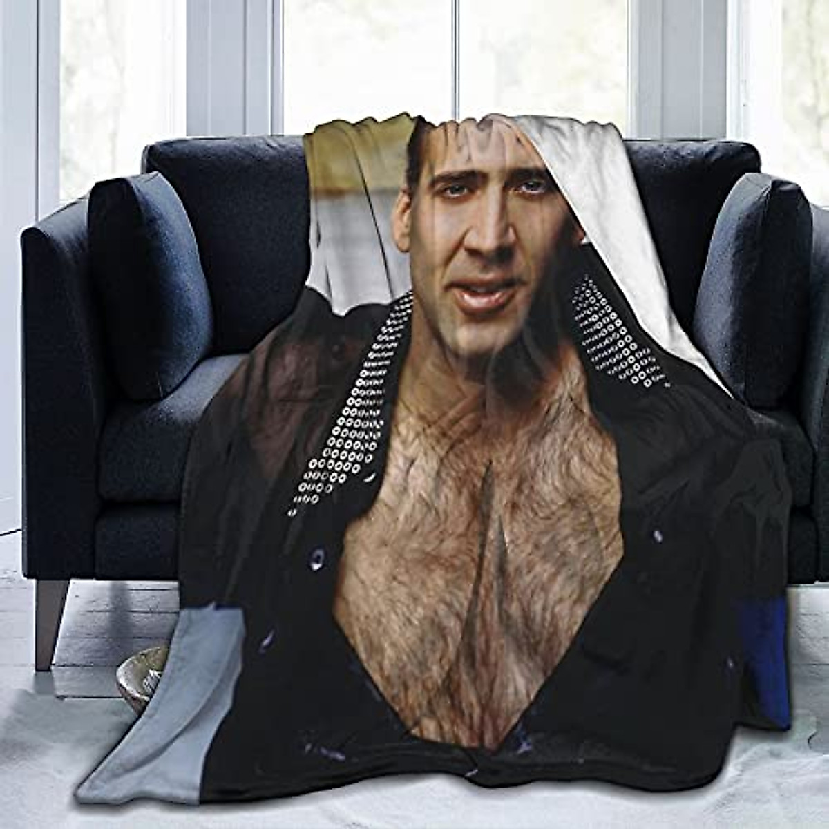 Nicolas Cage Soft and Comfortable Warm Throw Blanket Beach Blanket Picnic Blanket Fleece Blankets for Sofa,Office Bed car Camp Couch (50"x40")