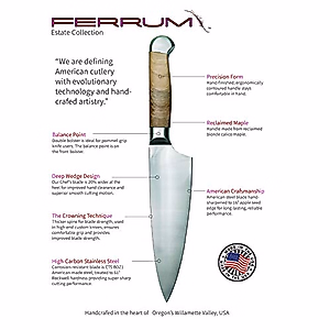 Ferrum Estate Double Bolster Duel Edge Utility Knife, 5-Inch, Maple