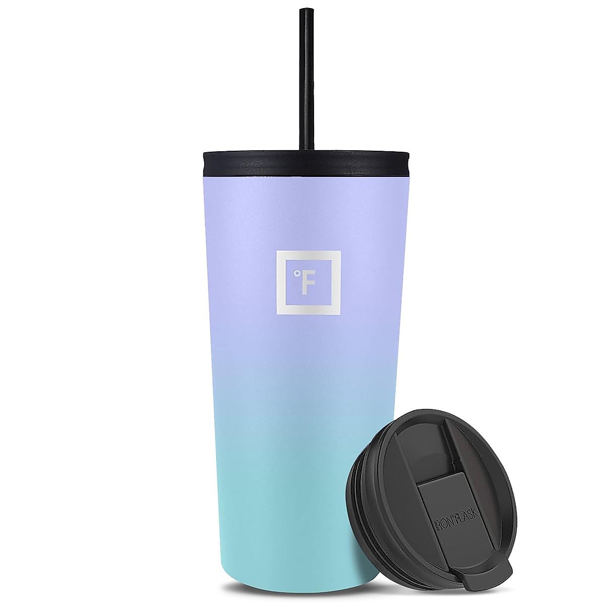 IRON °FLASK Classic Tumbler 2.0-2 Lids (Straw/Flip), Vacuum Insulated Stainless Steel Water Bottle, Double Walled, Drinking cup, Thermo Travel Mug - Cotton Candy, 20 Oz