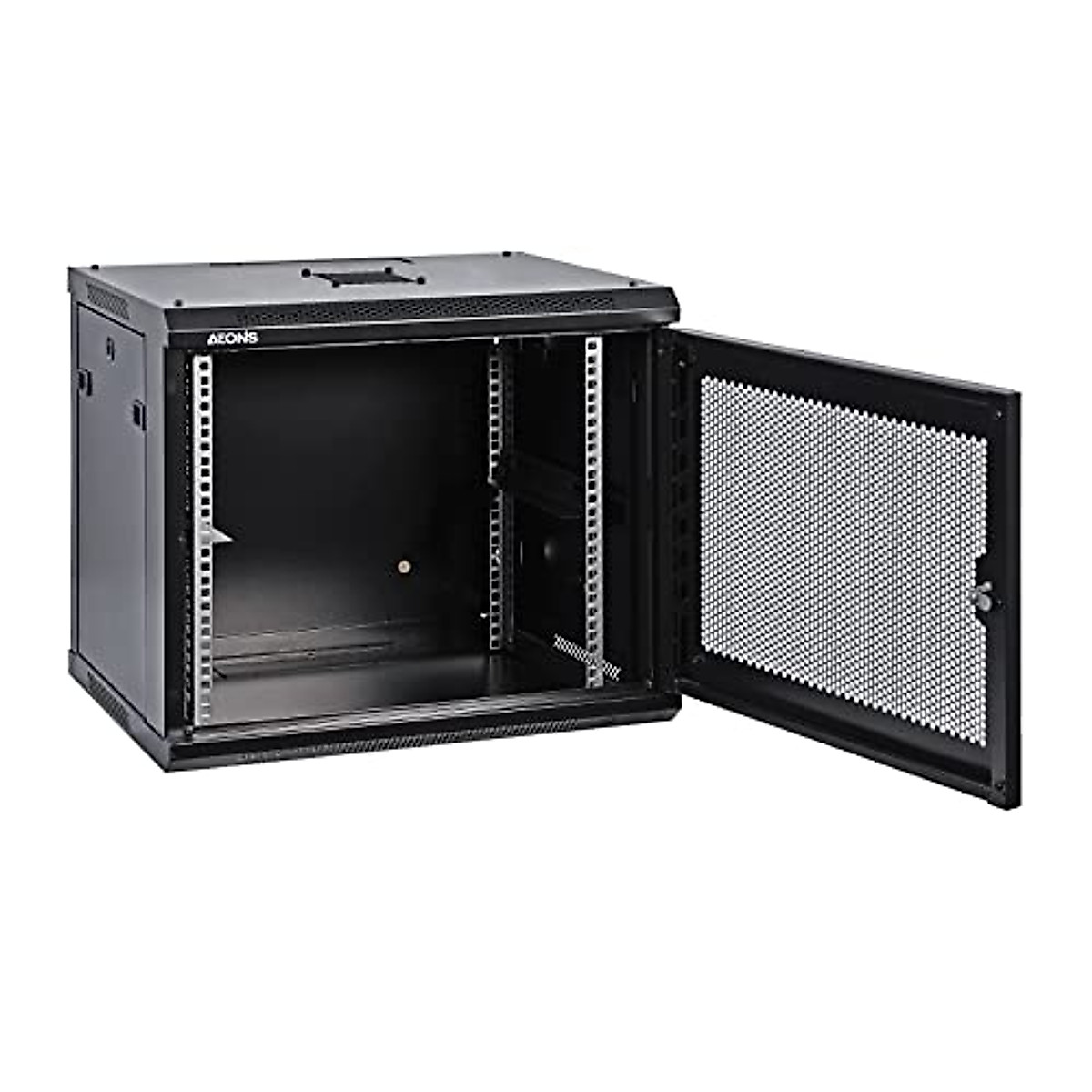 9U Professional Wall Mount Network Server Cabinet Enclosure 19-Inch Server Network Rack Meshed Door Low-Profile Black