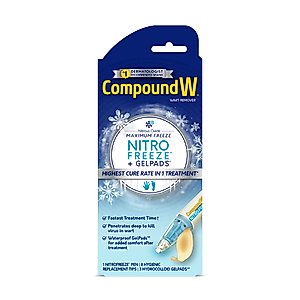 Compound W NitroFreeze + GelPads, Wart Removal, 1 Pen, 8 Replaceable Tips & 3 Waterproof Hydrocolloid GelPads
