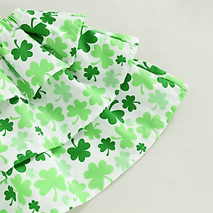 Bowanadacles Kid Toddler Baby Girl St. Patrick 's Day Outfit Long Sleeve High Collar Top Shirt Suspender Cake Skirt Clothes (Green, 18-24 Months)