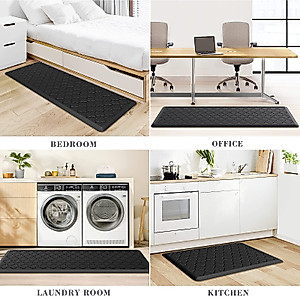 Kitchen Mat [2 PCS] Cushioned Anti-Fatigue Floor Mat, Waterproof Non-Skid Ergonomic Comfort Foam Rugs, Standing Mat for Kitchen, Floor,Office, Sink, Laundry(Black)
