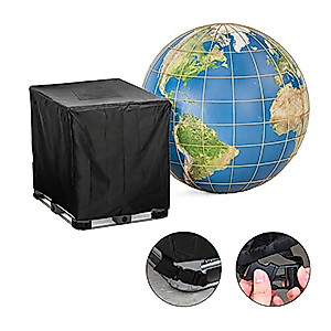 IBC Tote Cover Huapate 275 Gallon Tote Sunshade Water Proof Protective Hood 1000 L Garden Water Tank Black