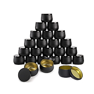 SHOCHX 24 Pieces Candle Tins 4oz, Black Candle tin Bulk, Candle Jars for Making Candles, Tin Jars Candle Containers for Candle Making, Storage Jars, DIY Candle Making