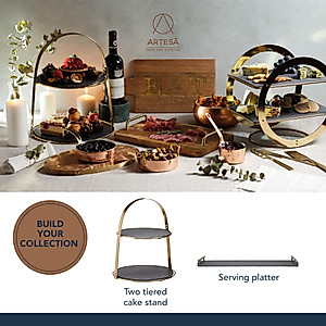 Artesa ARTPLATTERCOP KitchenCraft Slate Serving Tray/Platter with Copper Finish Handles, 60 x 15 cm