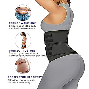 YIANNA Latex Waist Trainer for Women Tummy Control Jsculpt Double Sweat Trimmer Belt Workout Training Sport Girdle, YA2223-Black-XS