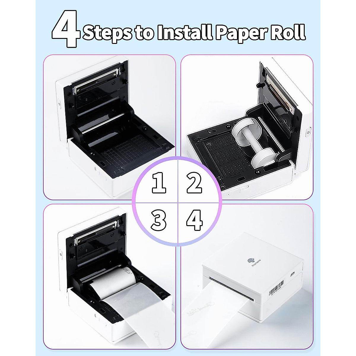 Phomemo Thermal Paper Transparent for M02 M03 M04 Series Mini Printer, M02 Printer Paper, Thermal Adhesive Sticker Paper for Note, Label, Picture, 50mm x 3.5mm, 3-Rolls