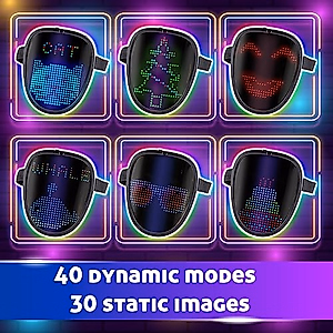 BLINWORLD LED Mask for kids - Gesture Sensing Transforming Light Up Face Mask for Halloween Birthday, and Masquerade Party - Mask Flashes (Mask flashes 01)