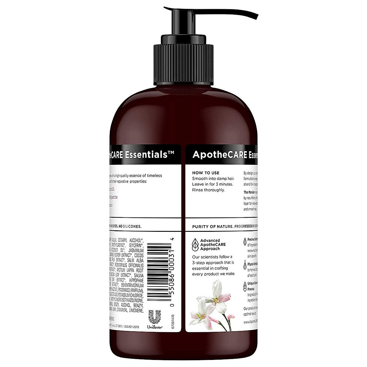 ApotheCARE Essentials Conditioner - The Mender - Coconut Milk, White Jasmine, Vitamin E - Net Wt. 12 FL OZ (355 mL) Per
