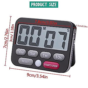 Searon Digital Countdown Kitchen Timer, 3.3" LCD Display, Quick Setting, Alarm On/Off LED Flashing Alarm, Magnets and Stand for Cooking Classroom Kids Homework Fitness
