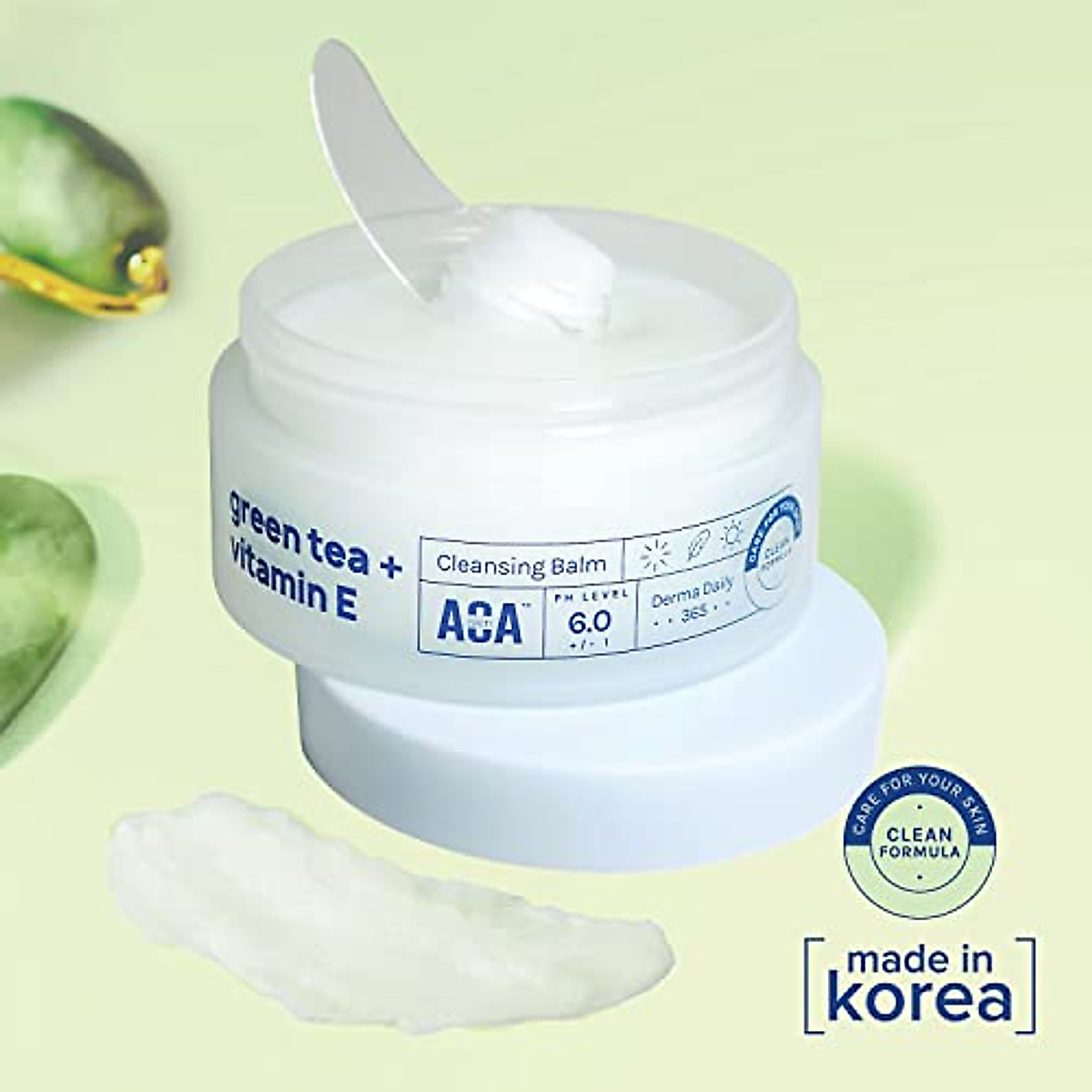 AOA STUDIO Skin Green Tea & Vitamin E Cleansing Balm, Melting Balm to Oil for Makeup Remover, Double Cleansing, Face Wash Cleanser All Skin Type 3.38 Fl Oz, 100 ml