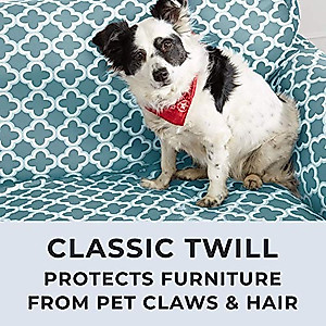 Great Bay Home Printed Twill Recliner Slipcover. One Piece Stretch Recliner Cover. Strapless Recliner Cover for Living Room. Fallon Collection Slipcover. (Recliner, Smoke Blue)