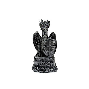 DWK Pewter Dragons Motivational Gothic Decor Mini Figurines | 4 Piece Set Medieval Home Decor and Dragon Garden Decor | Medieval Mini Statues Gifts for Meditation - 5"