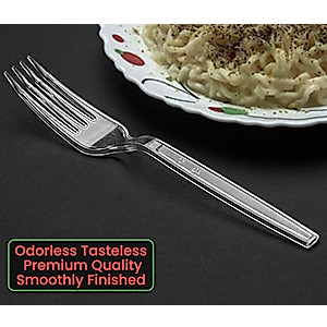 Lonezo [150 Count] Plastic Forks Clear Forks Plastic Disposable Shatter Resistant Disposable Forks Eco Friendly Plastic Forks Heavy Duty Plastic Utensils