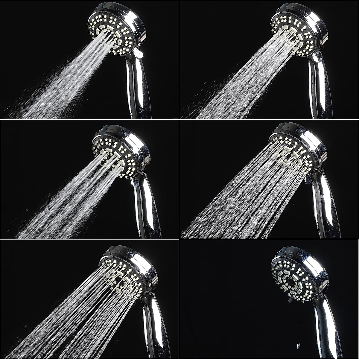 Shower Head with Handheld, TEYOON Shower Head 6 Spray, with 70.8'' Stainless Steel Hose and ABS Bracket, Premium Chrome