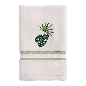 Avanti Linens - Fingertip Towel, Soft & Absorbent Cotton Towel (Viva Palm Collection),White