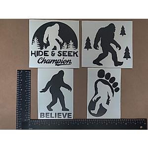 Sasquatch, Bigfoot, Hide and Seek Champion Decals (Black, Large ~5")