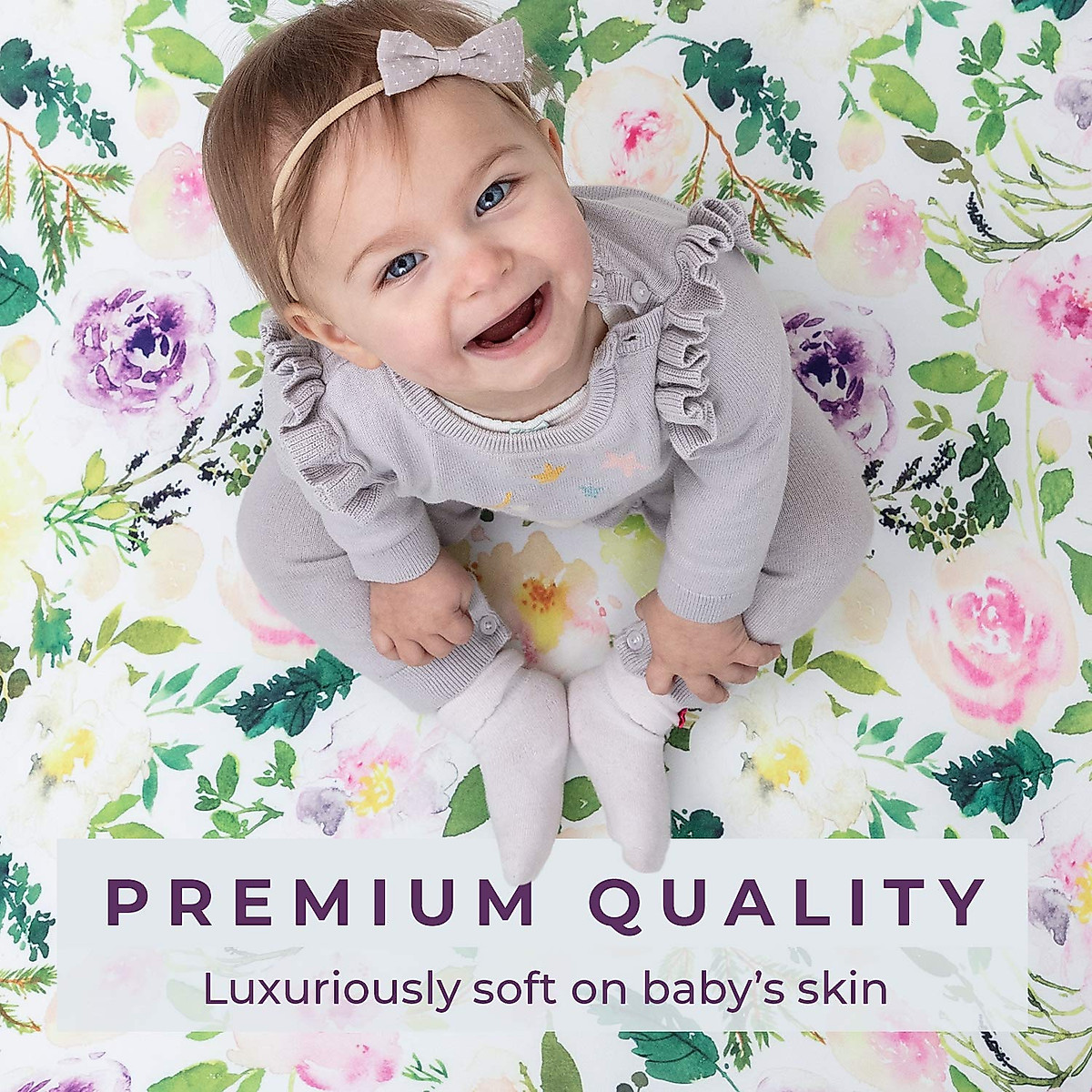 Pobibaby - 2 Pack Premium Bassinet Sheets for Standard Bassinets - Ultra-Soft Premium Knit, Stylish Floral Pattern, Safe and Snug for Baby (Allure)