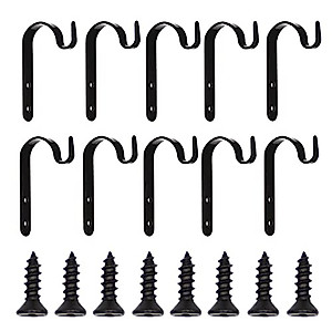 GRETD 10pcs/set Hanging Plant with Screws Easy Install Wall Hook Lantern Bracket Home Decor Hanger Rustic (Color : Black, Size : One size)