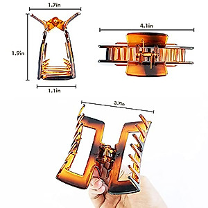 AIMIKE Large Hair Claw Clips 4.1 Inch, Acrylic Claw Hair Clips for Thick Hair, Strong Hold Rectangular Jaw Clips for Thin Hair, French Design Big Hair Clips for Women Girls - Nonslip Clip (4 Pcs)