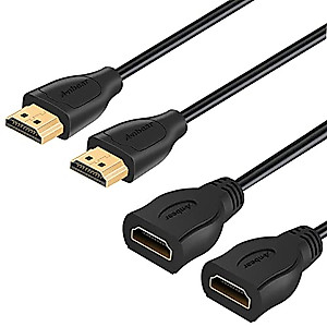 4K HDMI Extension Cable 1FT (2 Pack),Anbear High Speed 4K@60HZ HDMI Extender (Male to Female) Compatible for Xbox One S 360, PS5, PS4, Roku TV Stick, Blu Ray Player