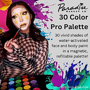 Mehron Makeup Paradise Makeup AQ 30 Color Pro Palette | Magnetic and Refillable Palette | Body Paint & Face Paint | Professional Makeup for Costumes, SFX, Halloween, & Cosplay