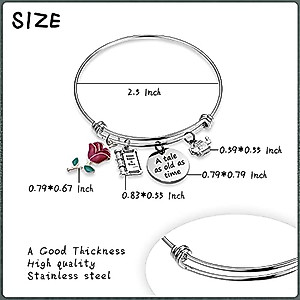 HELAN Beauty And The Beast Gift Inspirational Bracelet A Tale As Old As Time Beauty And The Beast Fans Gift Princess Belle Bracelet Wedding Gift (A Tale As Old-BR1)