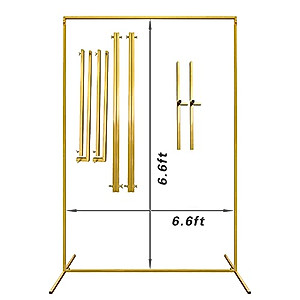 Metal Wedding Arches for Ceremony,Square Balloon Arch Frame Stand,6.6x6.6FT Wedding Arch for Birthday Garden Weddin Metal Arch Backdrop Stand (Gold)