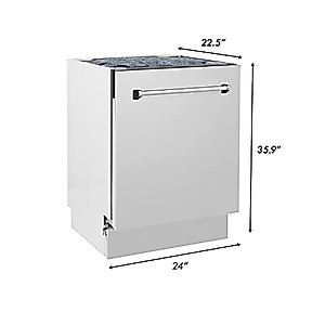 ZLINE 24" Tallac Series 3rd Rack Tall Tub Dishwasher in Stainless Steel, 51dBa (DWV-24) (304 Stainless Steel)