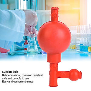Pipetting Ball Quantitative Suction Bulb Rubber Pipette Filler Lab Suction Ball Pipette Lab Pipette Filler Bulb with 3 Openings Red