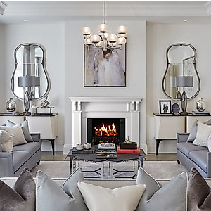 MagikFlame Electric Fireplace with Mantel - Trinity White - 30 Flames, Large, Freestanding, 5,200 BTU Heater, Crackling Log Sound, Bluetooth, App - New Home Design, Remodels, Family Atmosphere