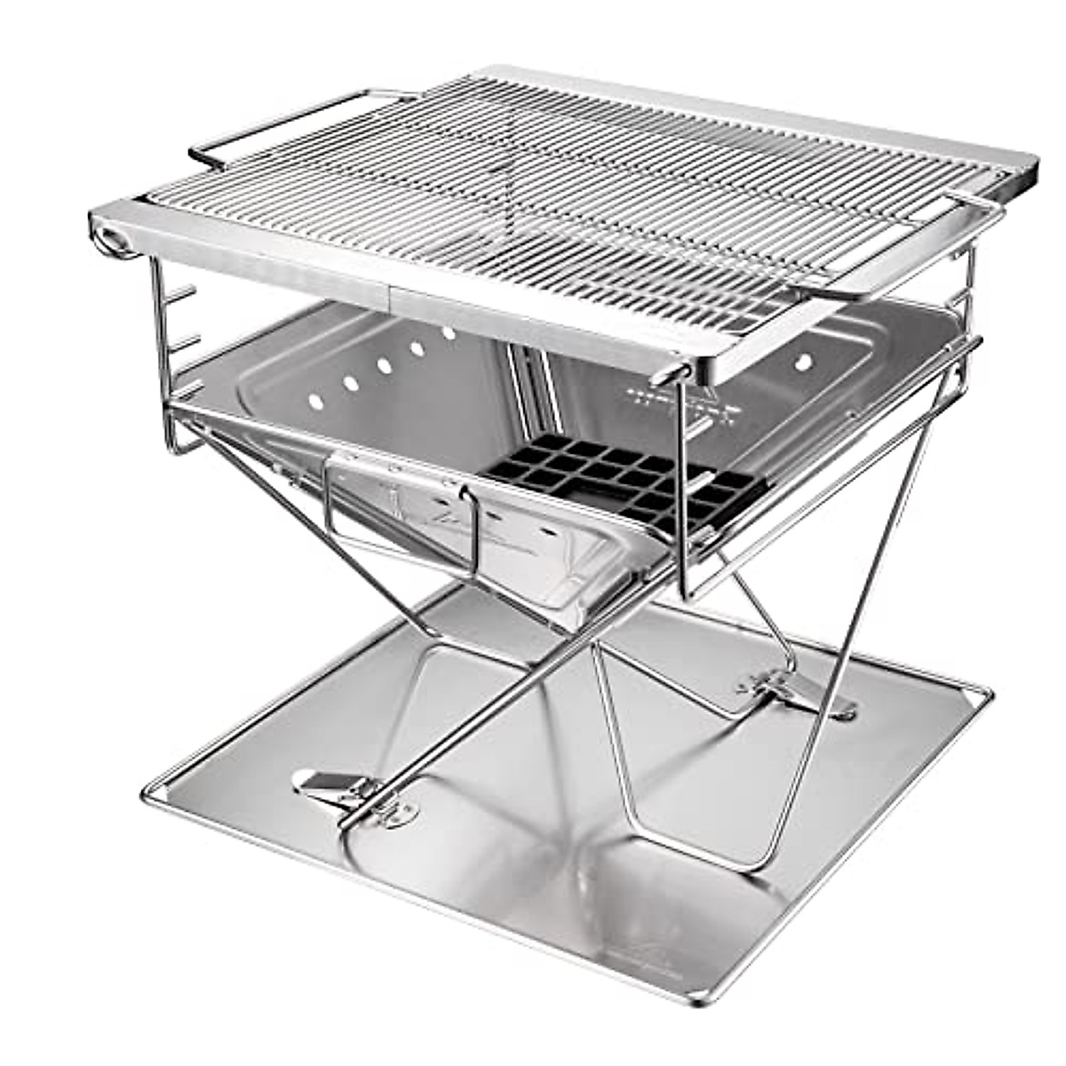 Campingmoon BBQ Grill Fire Pit Foldable Stainless Steel - Large MT-045