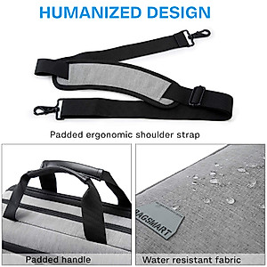 BAGSMART 17.3 Inch Laptop Bag, Expandable Computer Bag Laptop Briefcase Men Women,Laptop Shoulder Bag,Work Bag Business Travel Office, Grey